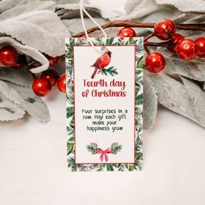 12 Days of Christmas Tags, Christmas Countdown, Tags for Kids, Holiday ...