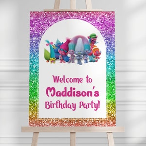 Trolls Welcome Sign, Trolls Girls Birthday Party Welcome Banner, Trolls ...
