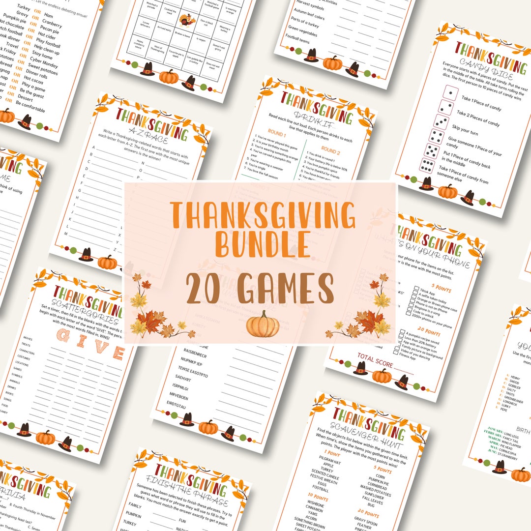 Thanksgiving Game Bundle, Thanksgiving Party Games, Thanksgiving Games ...