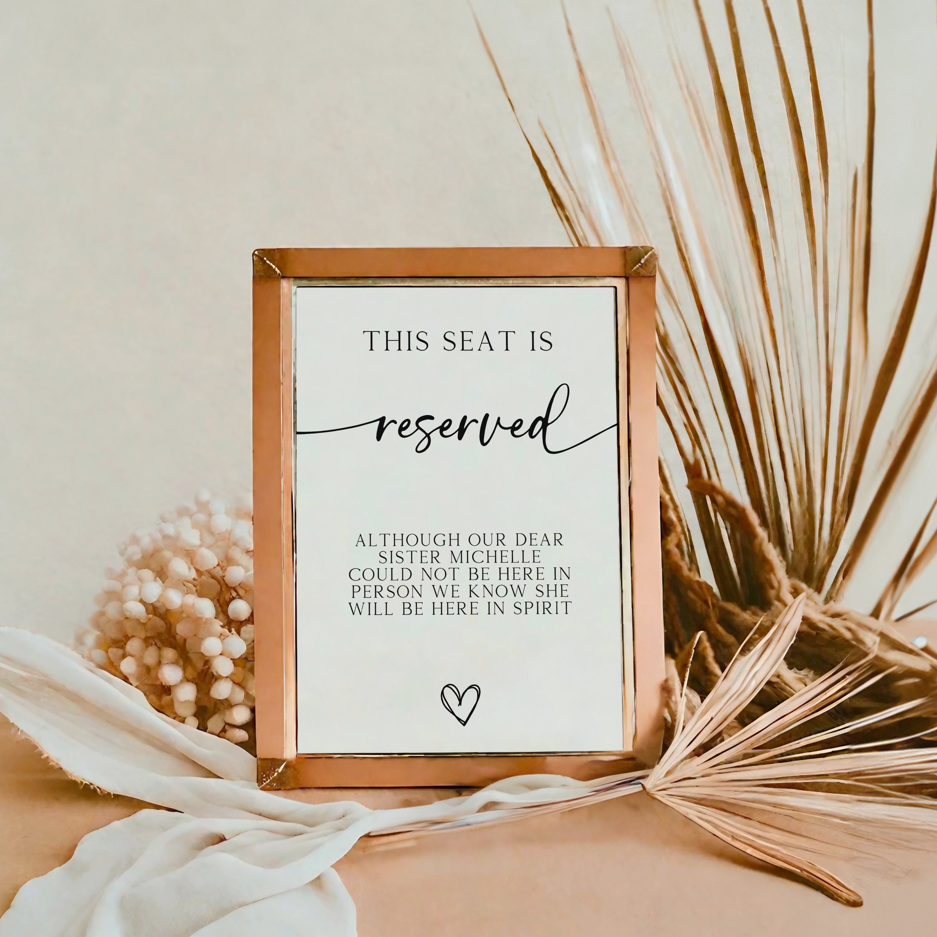 Reserved Seating Sign, Wedding Memorial Sign, Wedding Memory Reserved ...