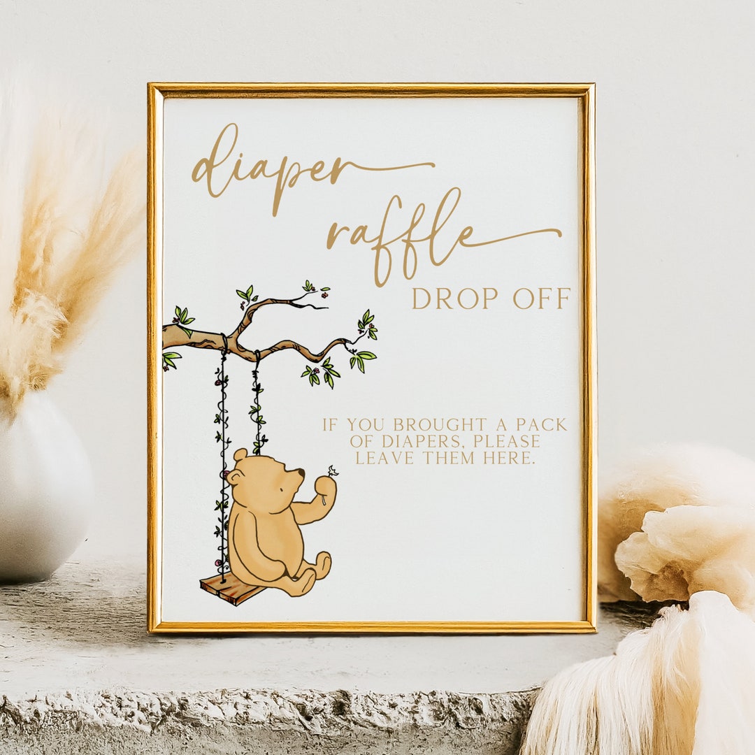 Classic Winnie the Pooh Diaper Raffle, Baby Shower Decor, Vintage ...