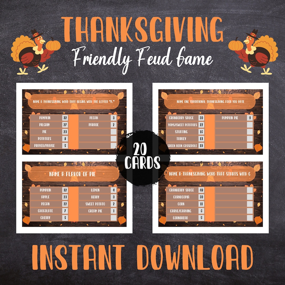 Thanksgiving Friendly Feud Game, Printable Thanksgiving Game ...