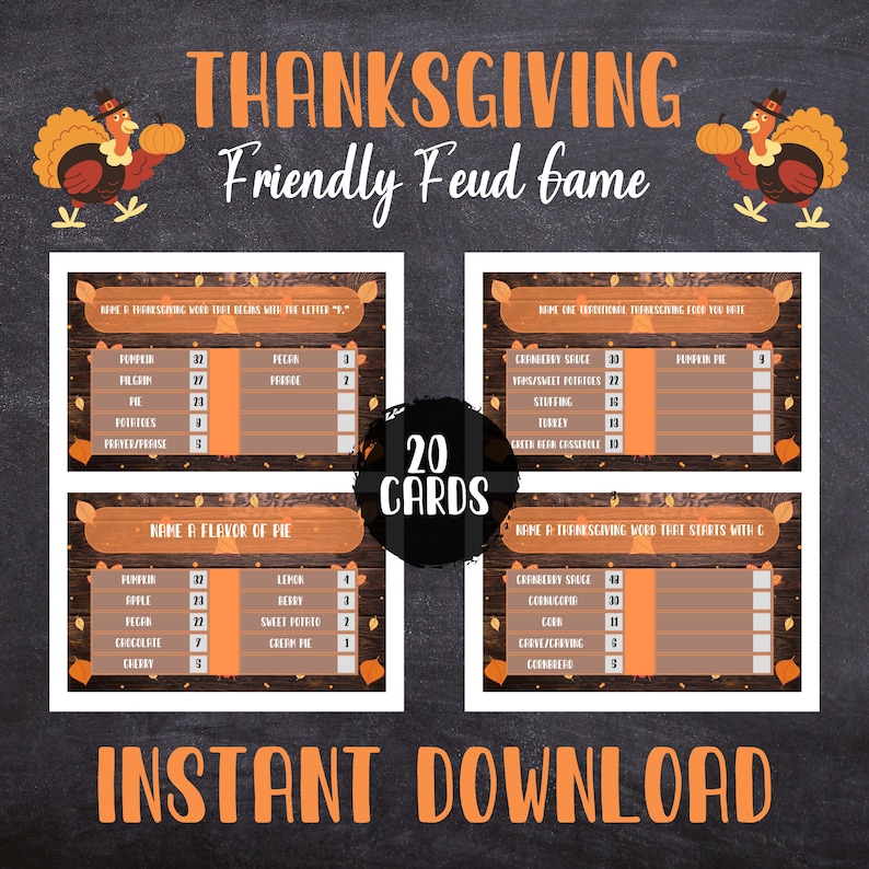 Thanksgiving Friendly Feud Game, Printable Thanksgiving Game ...