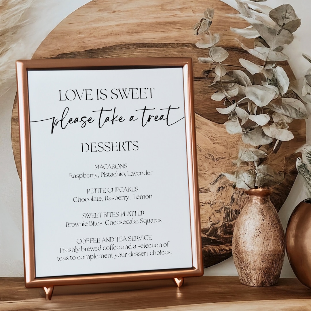 Minimalist Dessert Table Sign Template, Elegant Love at First Bite Sign ...