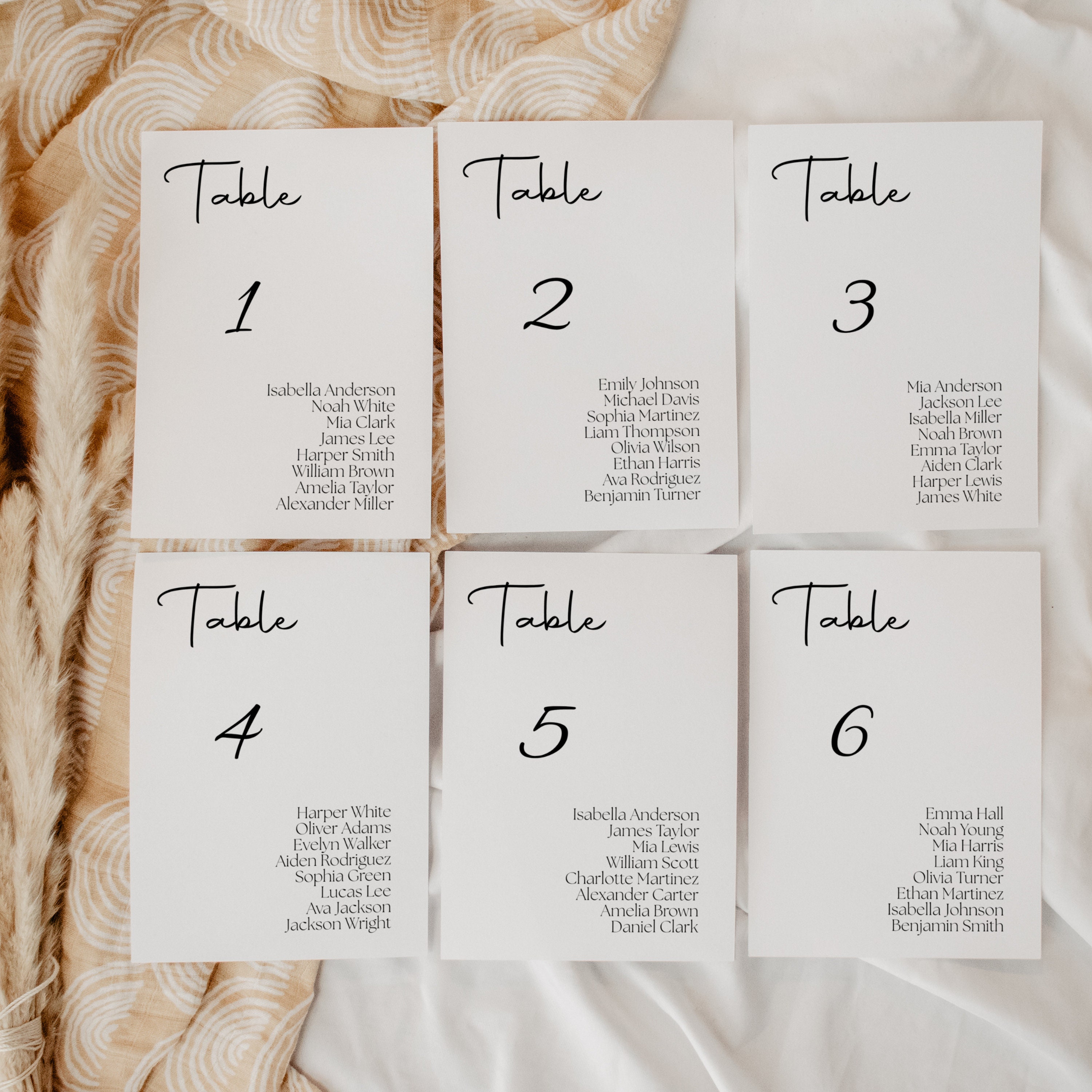 Minimalist Wedding Seating Chart Card Template, Modern Wedding Seating ...