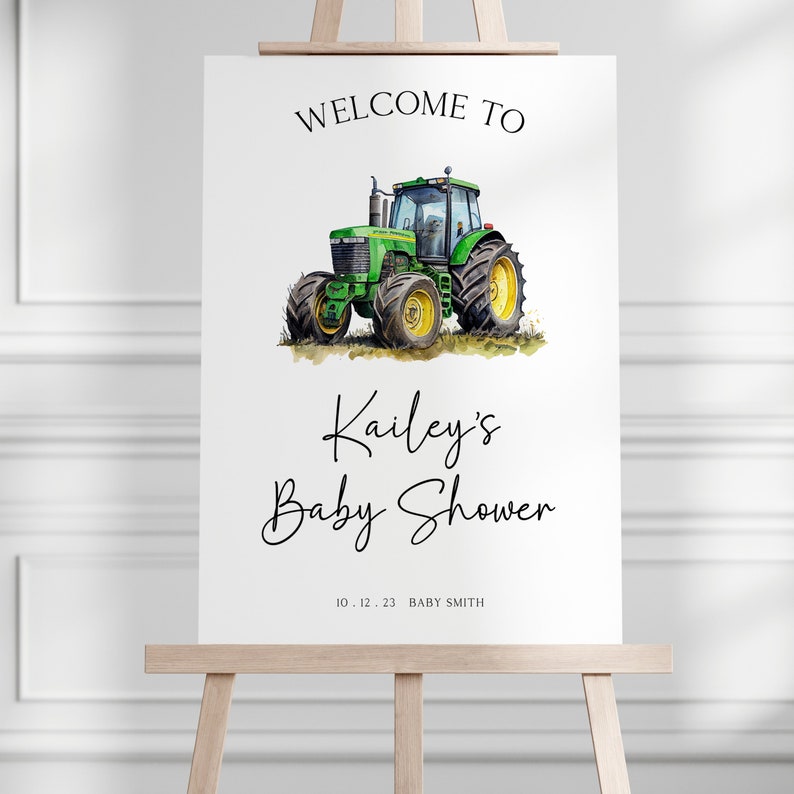 Tractor Baby Shower Invitation Bundle, Green Tractor Invitation, Oh Boy ...