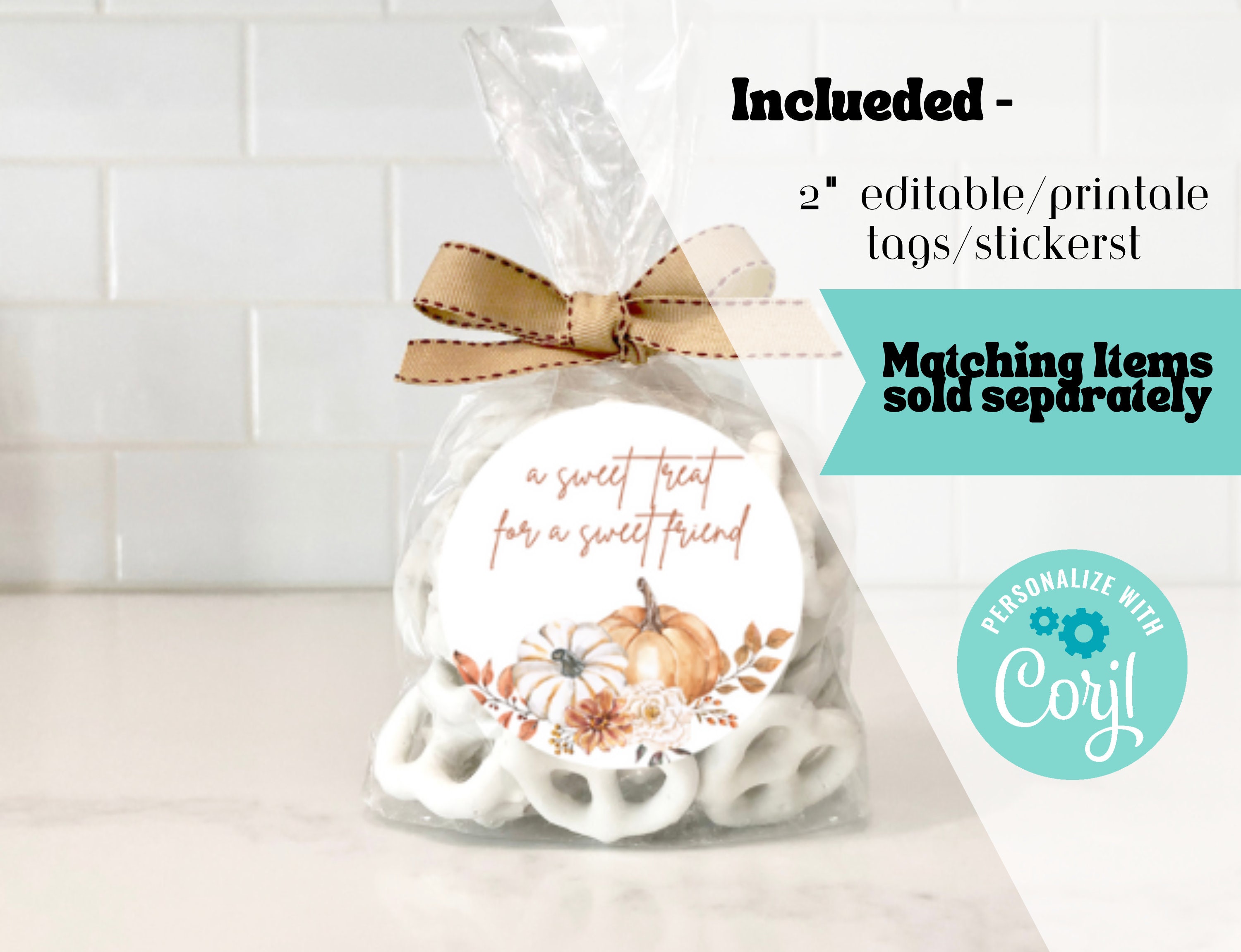 Fall Editable Food Label, Editable Thank You Label, Favor Tag Template ...