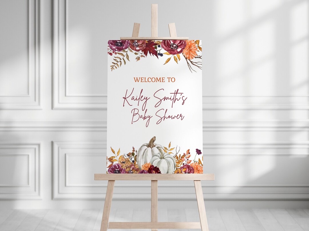 Fall Baby Shower Welcome Sign Poster, Pumpkin Baby Shower Welcome Sign ...