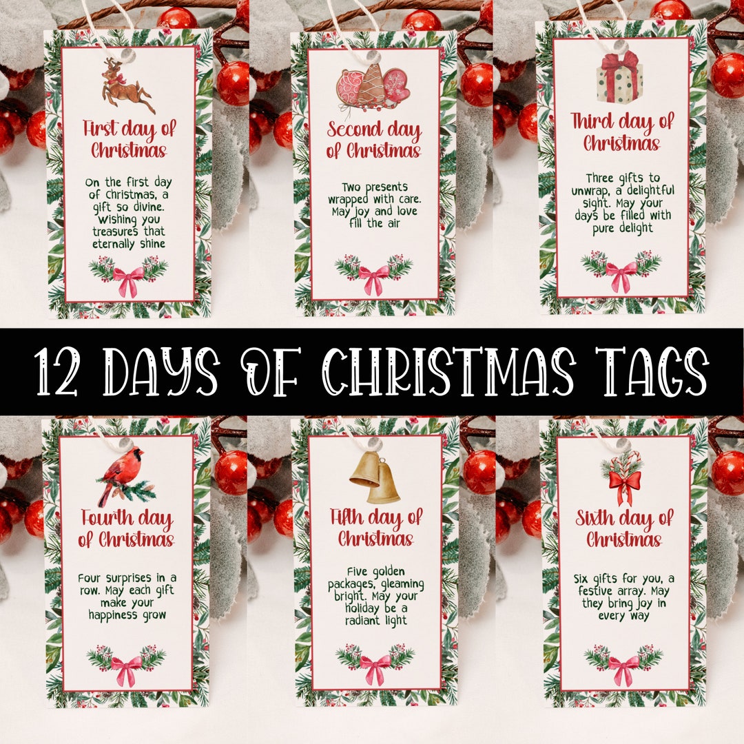 12 Days of Christmas Tags, Christmas Countdown, Tags for Kids, Holiday ...