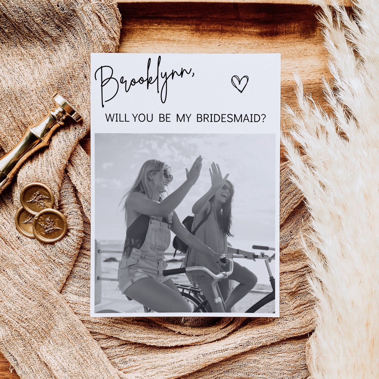 Photo Bridesmaid Proposal Card, Printable Bridesmaid Proposal Card With ...
