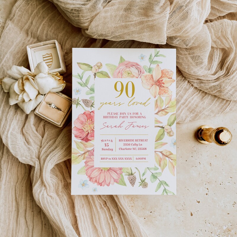 90th Birthday Invitations - Etsy