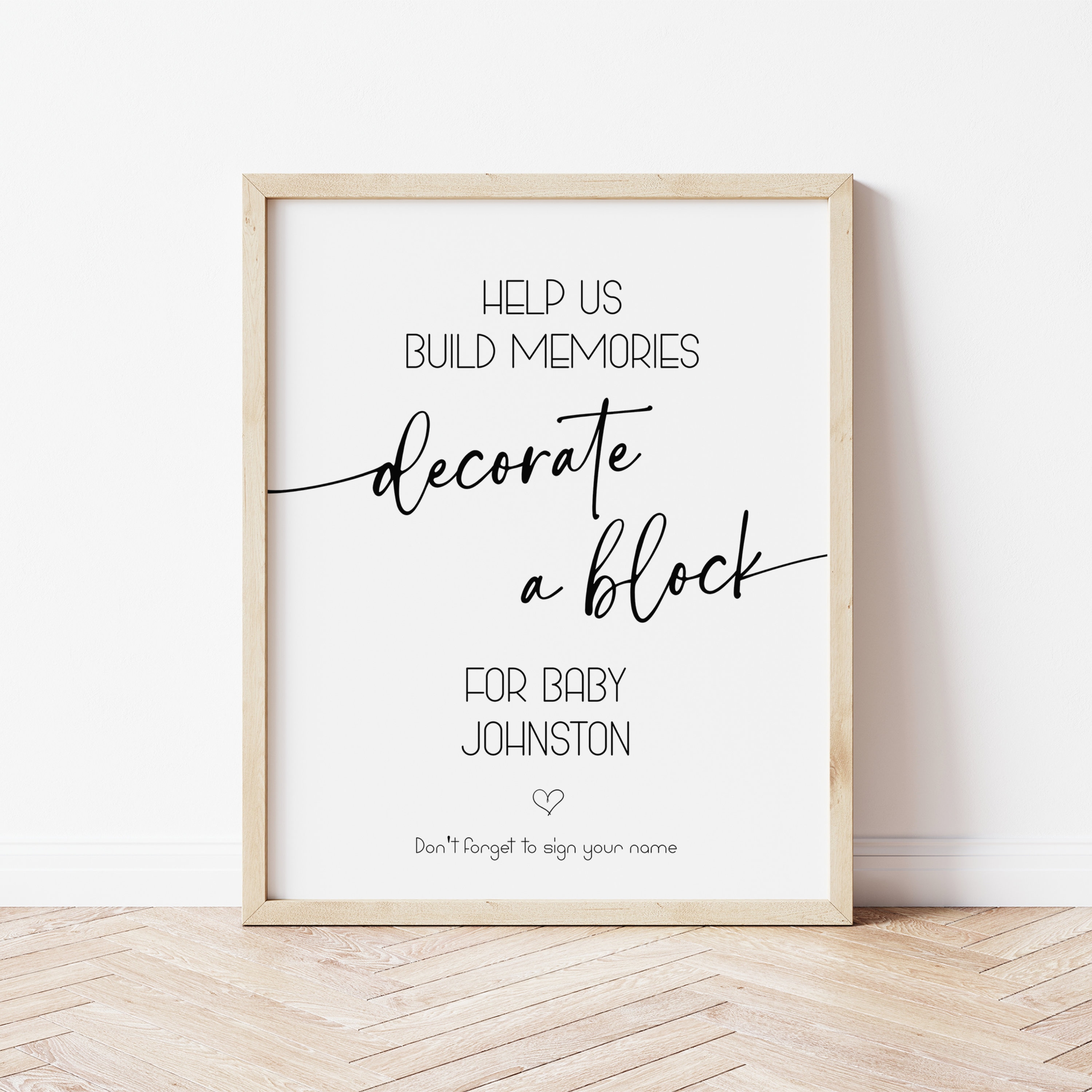 Decorate a Baby Block Sign Minimalist Baby Shower Activity - Etsy