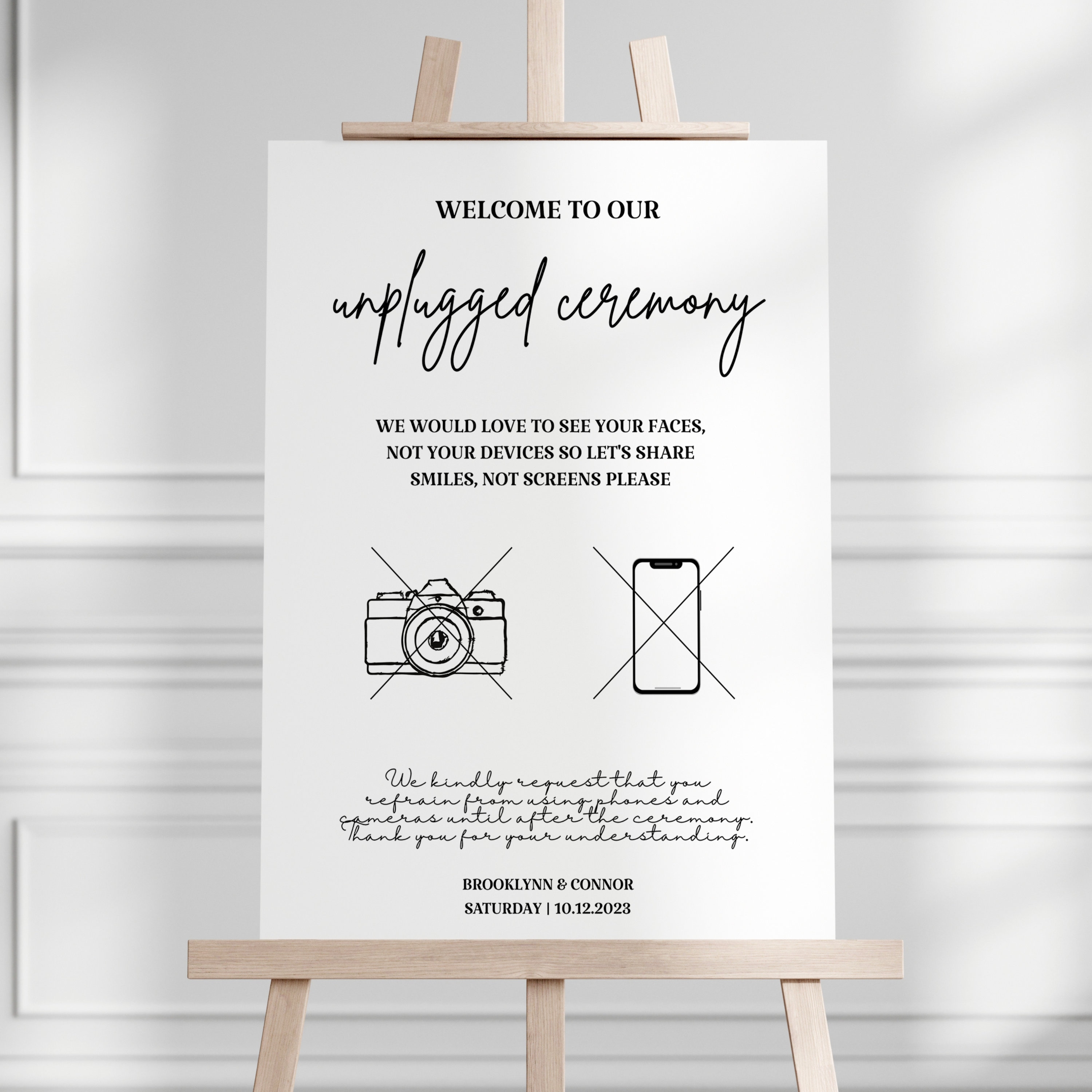Unplugged Ceremony Welcome Sign Template, Wedding Printable No Devices ...