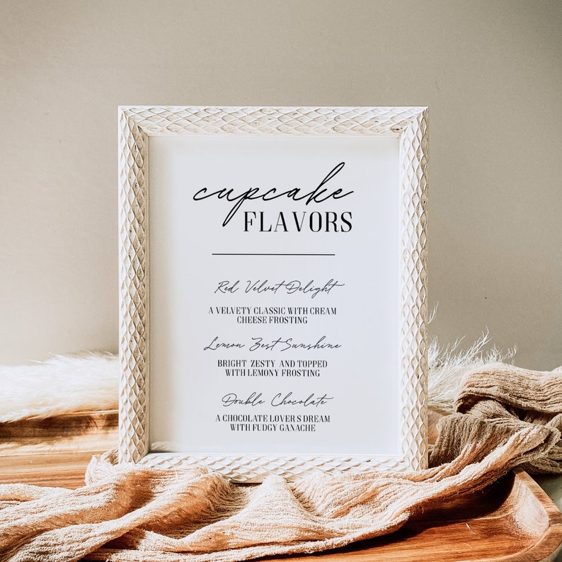 Cupcake Menu Sign, Editable Wedding Cupcake Sign Template, Wedding ...