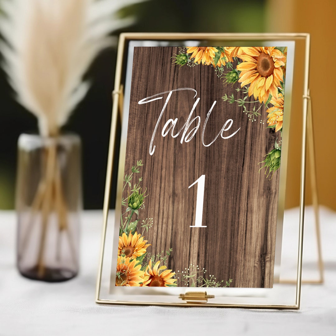 Rustic Sunflower Table Numbers, Vintage Wedding Decor, Wedding Table ...