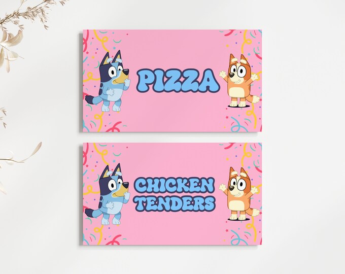 24 BLUEY Place Cards, Party Food Labels, Tents BUMPER PACK - Etsy