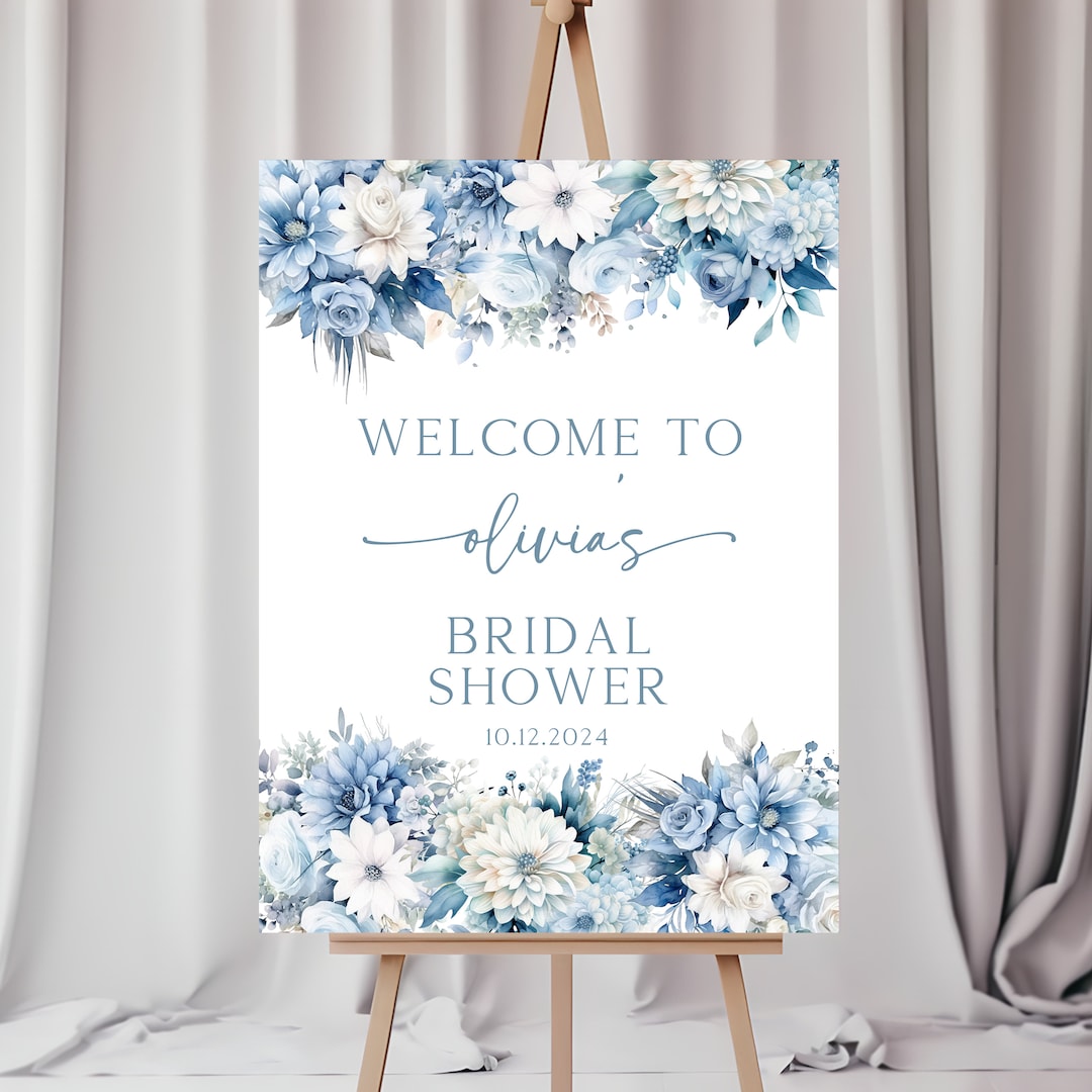 Something Blue Before I Do Bridal Shower Welcome Sign, Dusty Blue ...