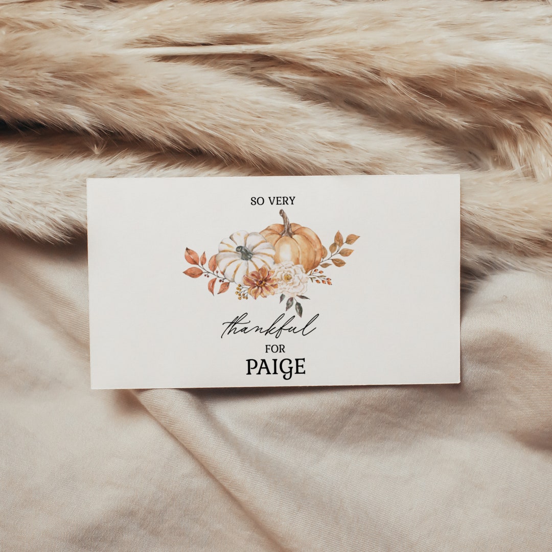 Thanksgiving Name Napkin Cards, Pumpkin Name Card, Thankful Tag ...