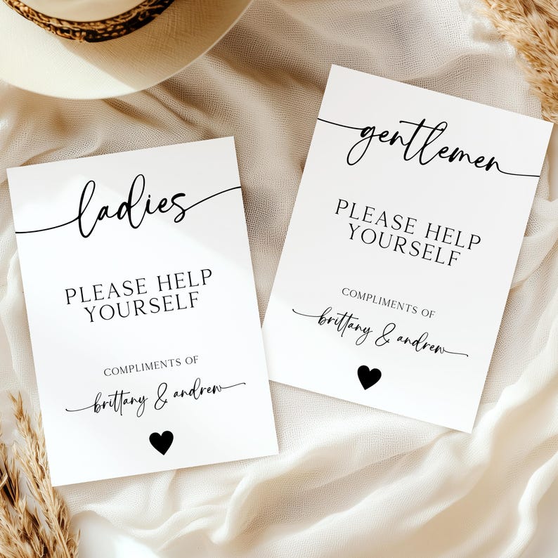 Wedding Bathroom Sign Template, Bathroom Basket Sign, Editable ...