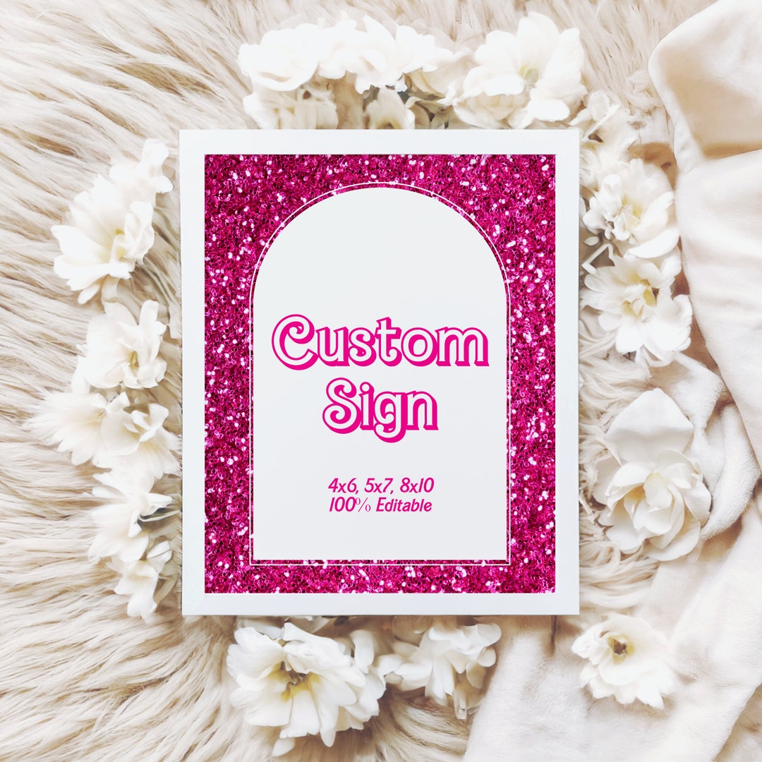 Hot Pink Doll Party Custom Sign Template Doll Birthday Party Sign Doll ...