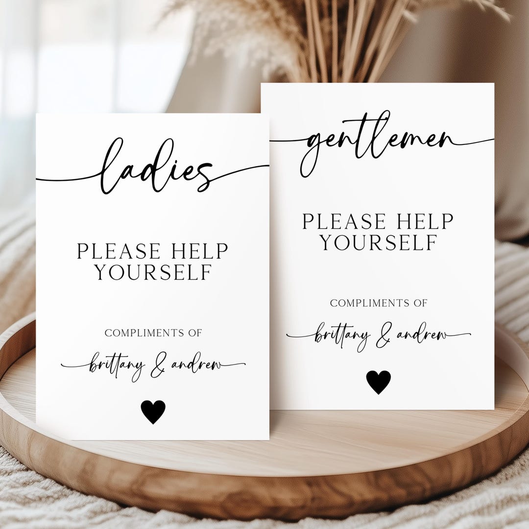 Wedding Bathroom Sign Template, Bathroom Basket Sign, Editable ...