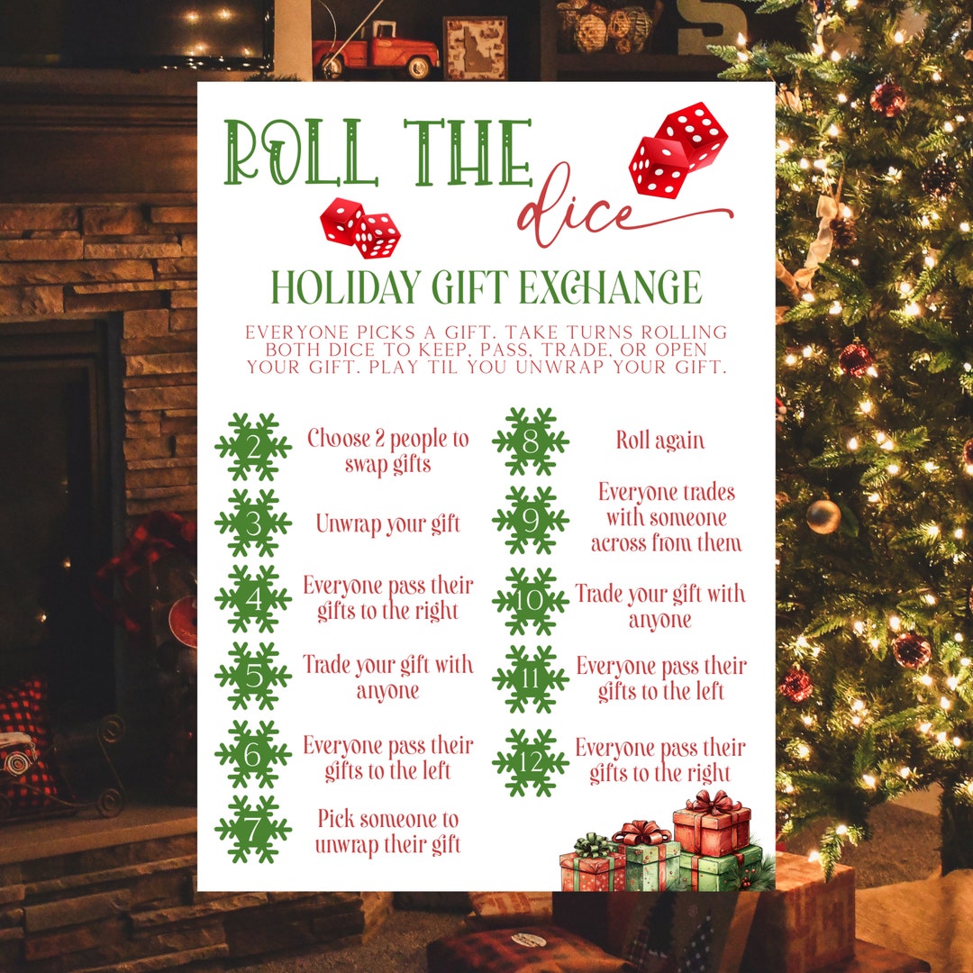 Roll the Dice Holiday Gift Exchange Game, Christmas Printable Games ...