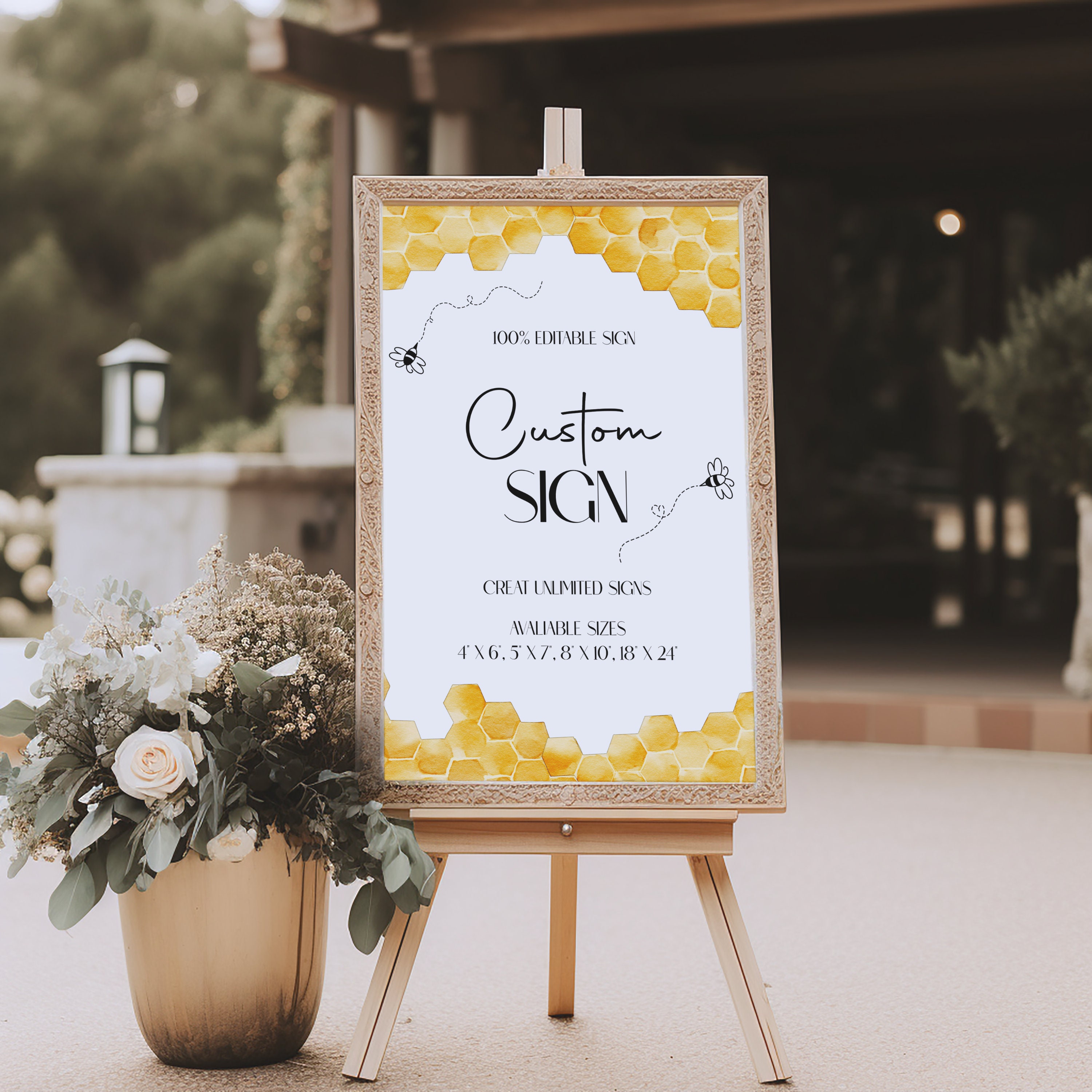 Bee Custom Sign Honeybee Editable Sign Template Editable - Etsy