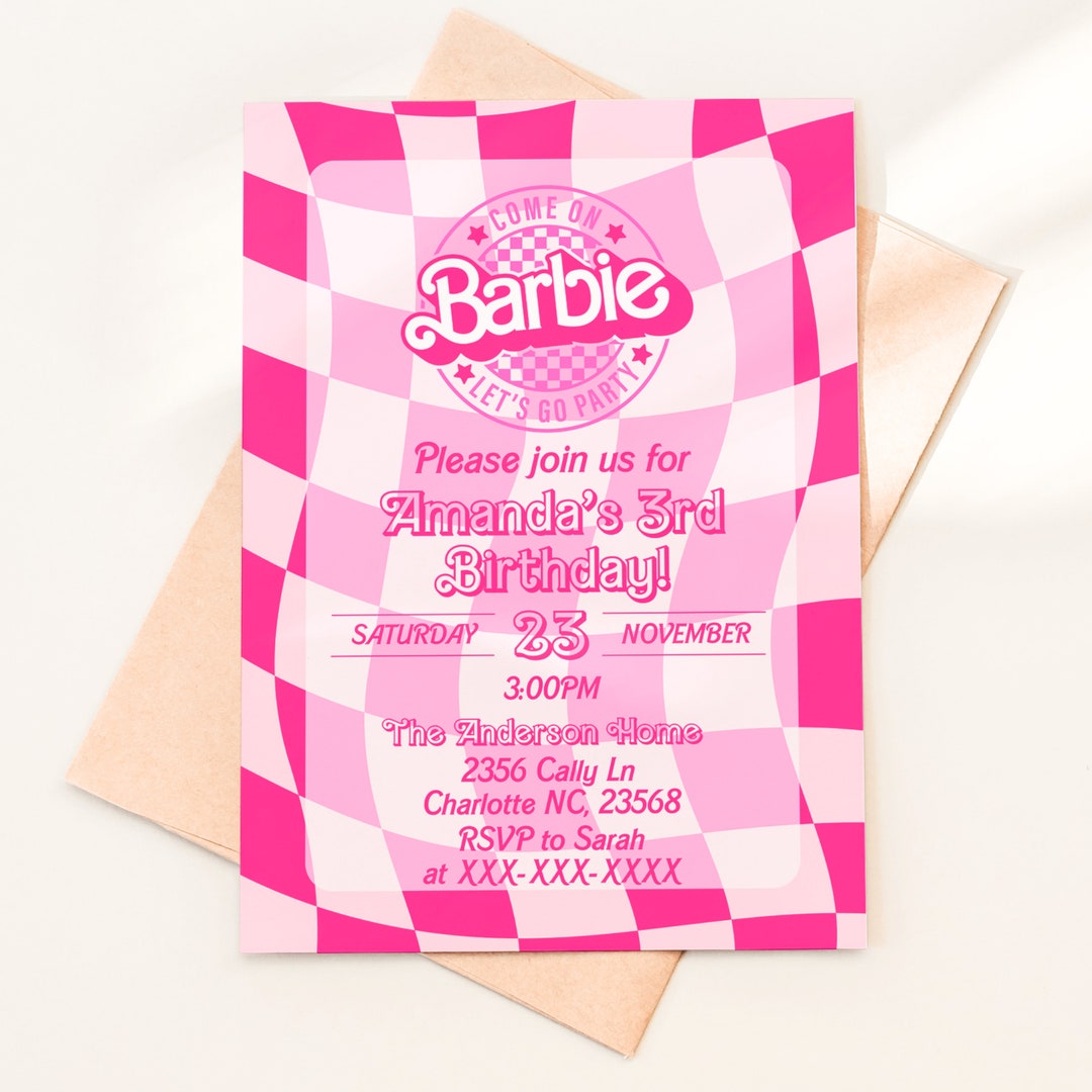 Editable Barbi Invitation, Pink Doll Birthday Party, Barbe Party, Barbi ...