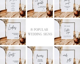 60 Minimalist Wedding Sign Bundle, Wedding Sign Template Bundle, Modern ...