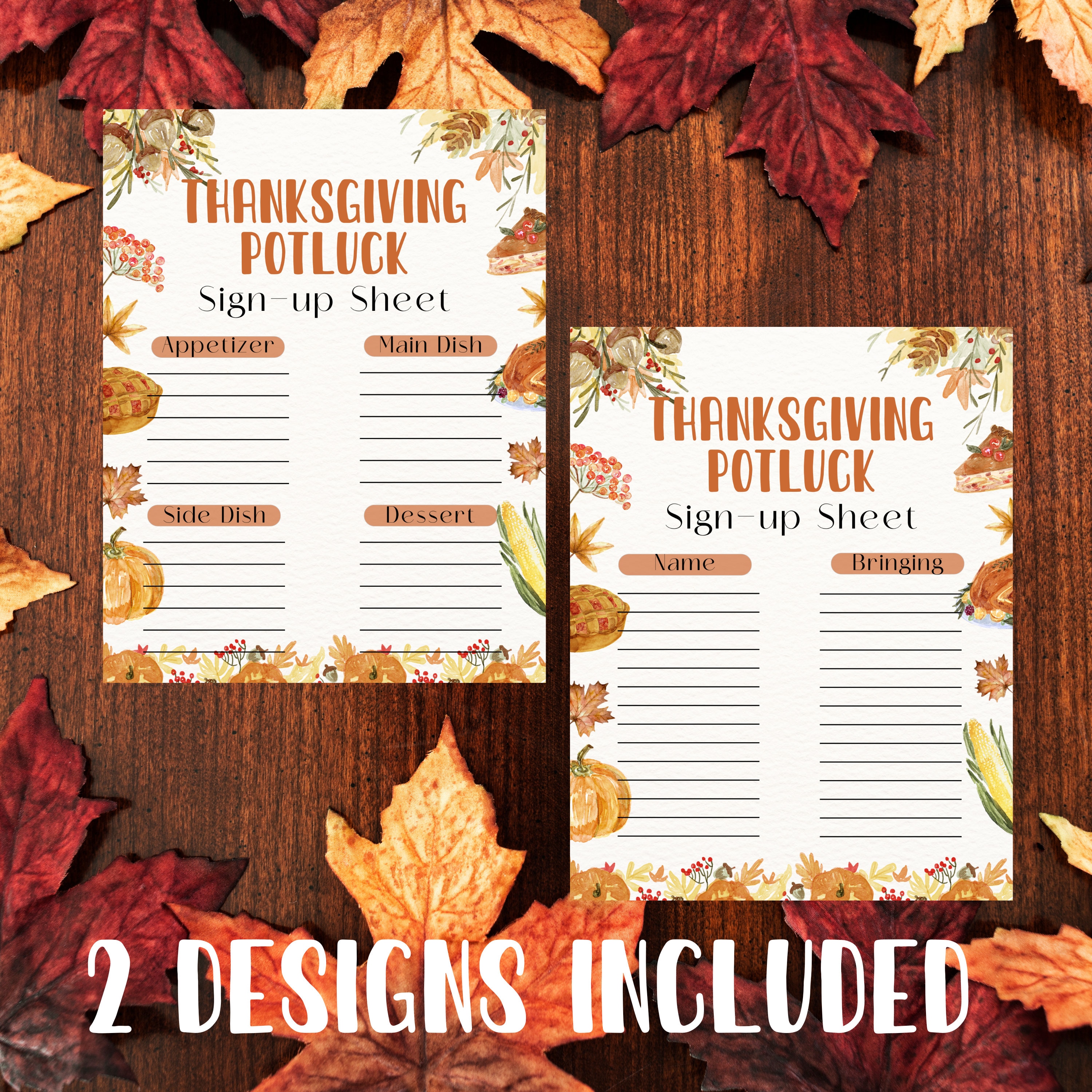 Thanksgiving Potluck Sign up Sheet, Thanksgiving Menu, Potluck Sign up ...