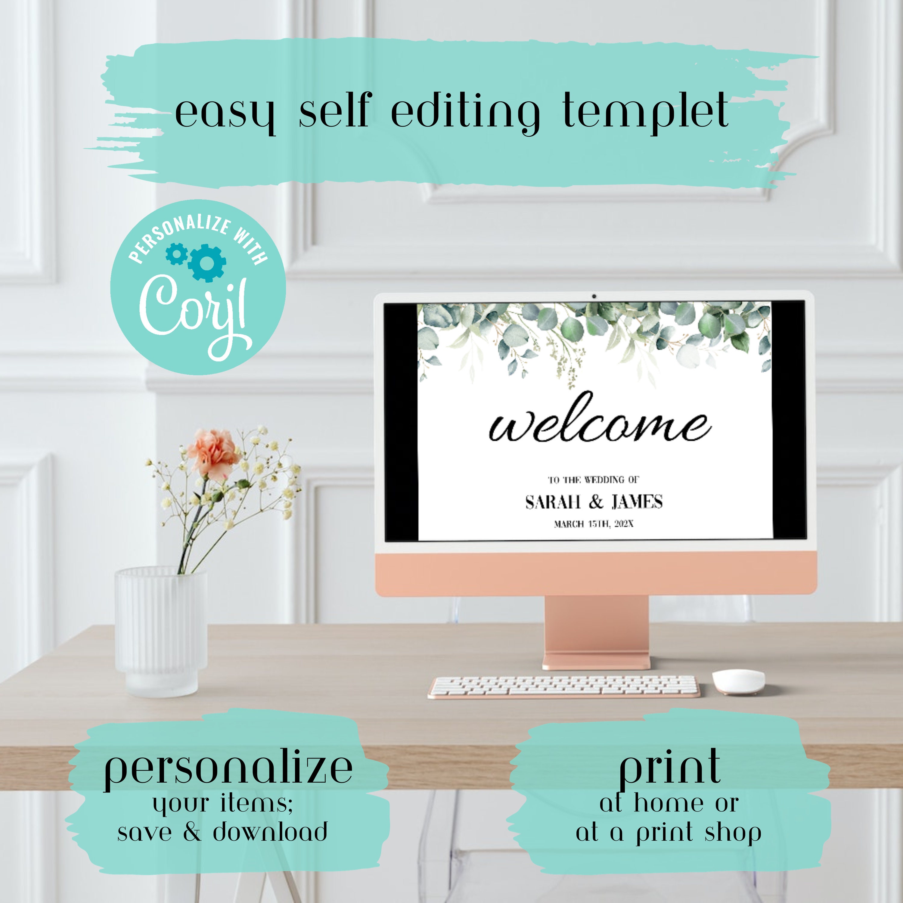 Editable Wedding Welcome Sign Template Eucalyptus Welcome - Etsy