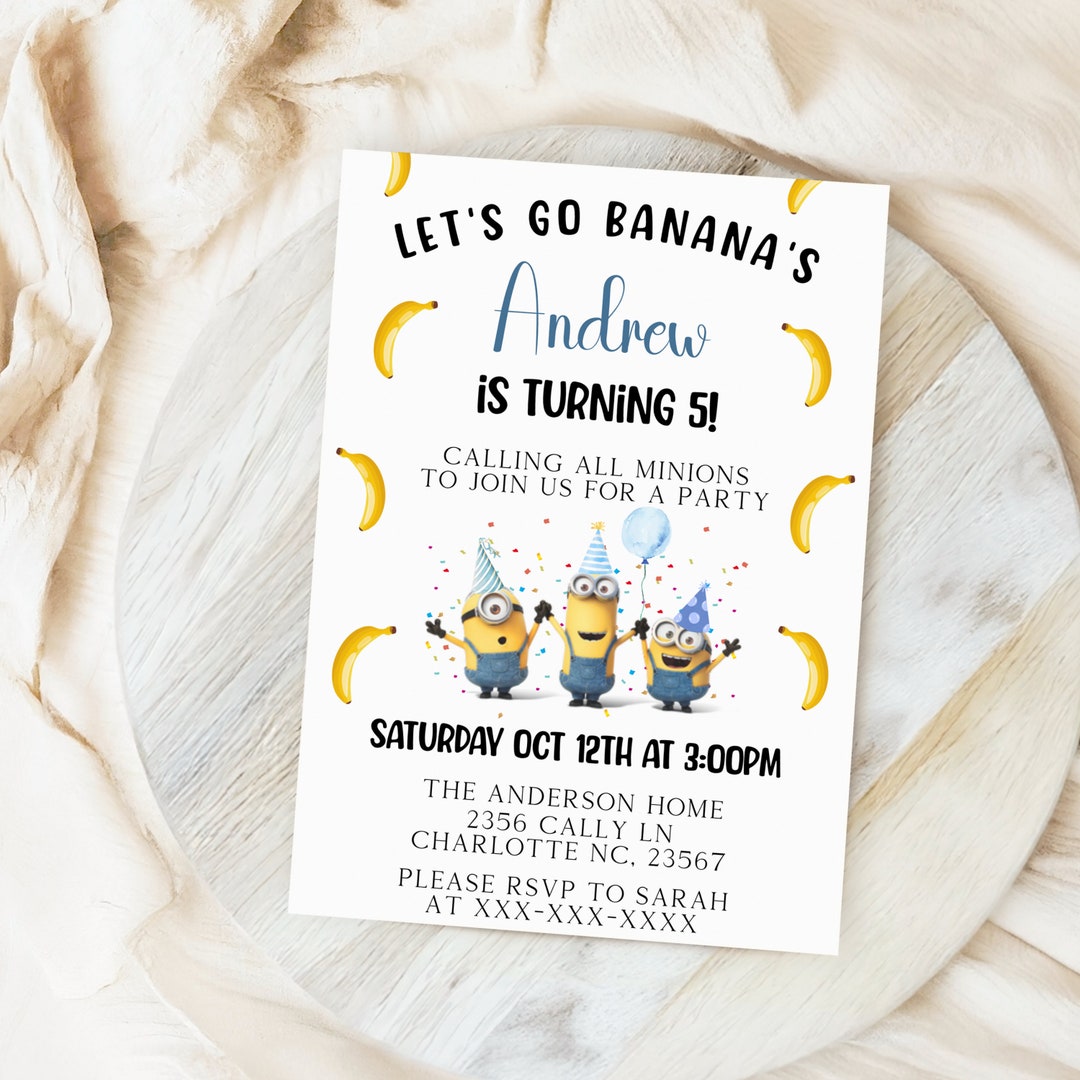 Minion Birthday Invitation, Minimalist Kids Birthday Invitation, Minion ...