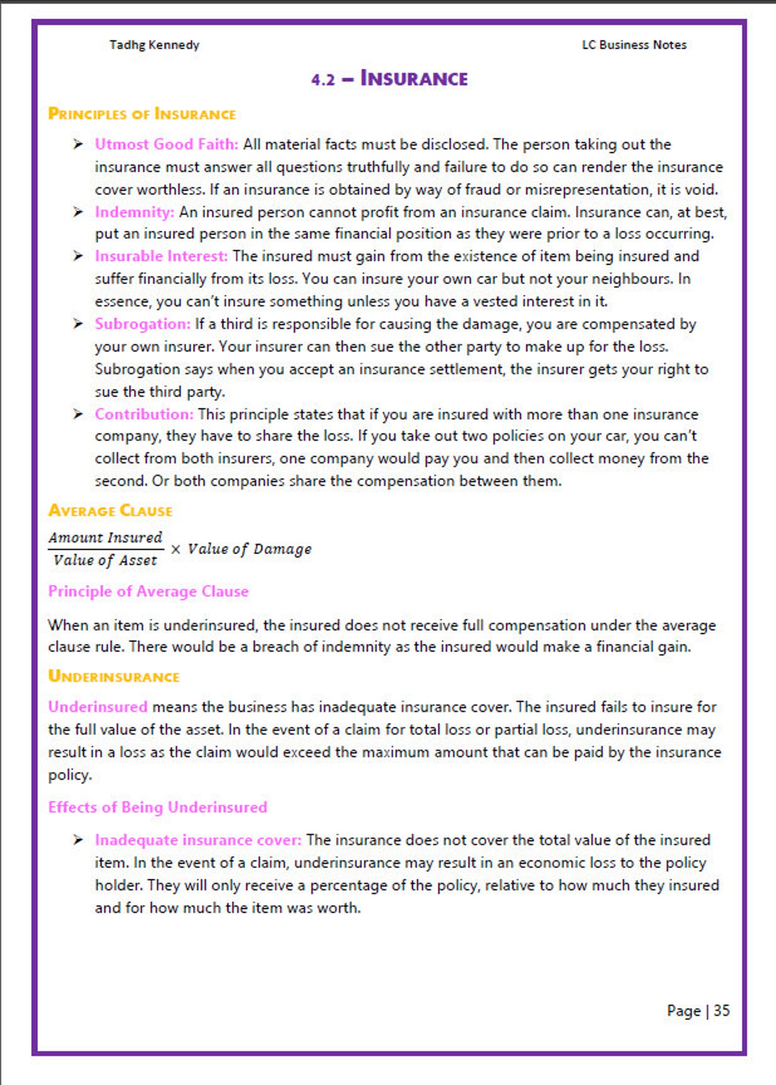 Leaving Cert Business - Full Course Notes (H1 Standard) - Etsy Ireland