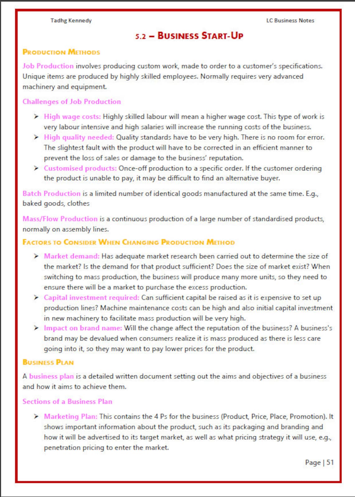 Leaving Cert Business - Full Course Notes (H1 Standard) - Etsy Ireland