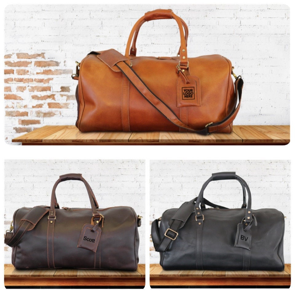 Personalized Leather Duffle Bag, Custom Gift for Him, Engraved Leather ...