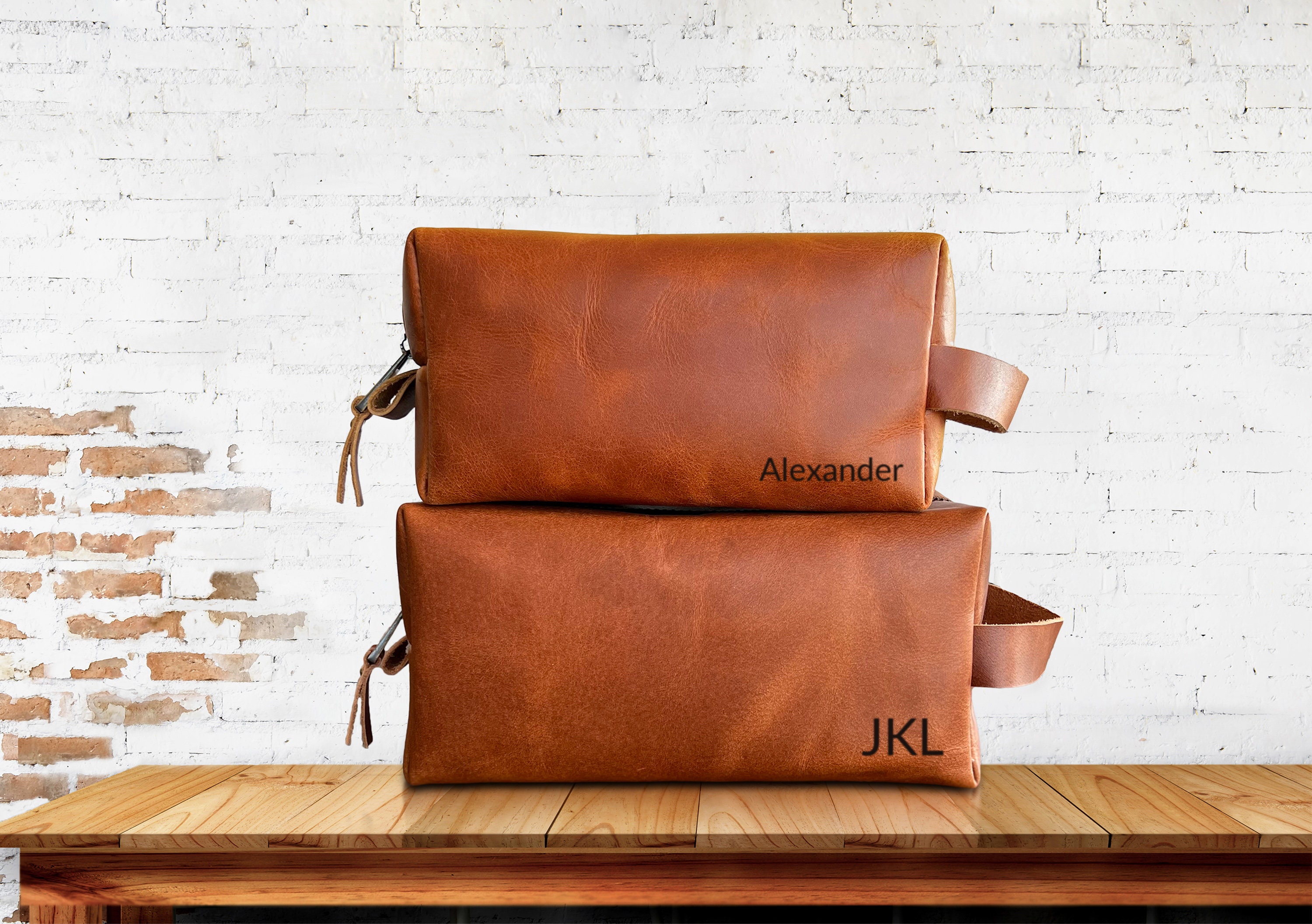 Personalized Leather Dopp Kit Groomsmen Gift for Him Third Anniversary ...