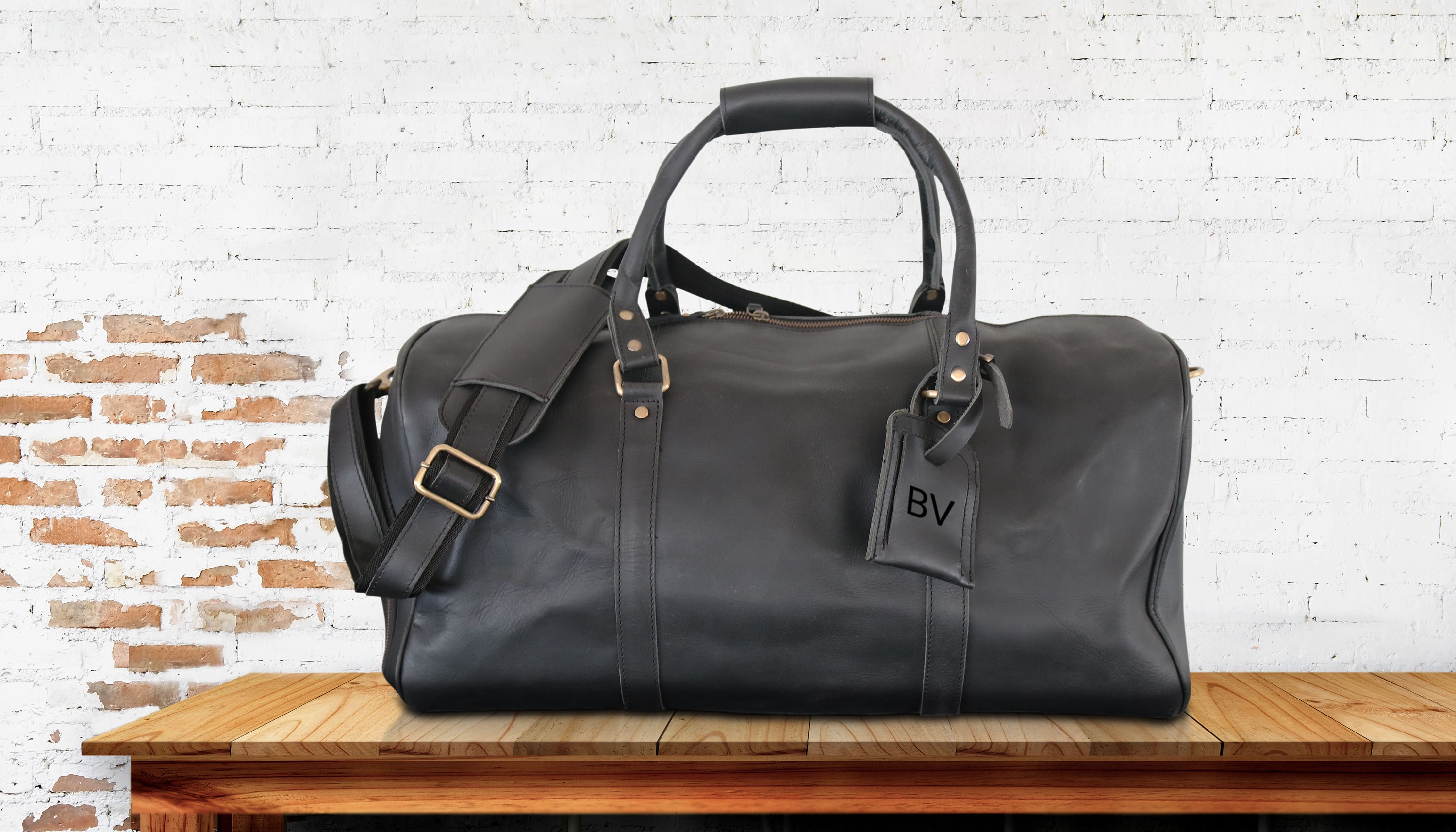 Personalized Leather Duffle Bag, Custom Gift for Him, Engraved Leather ...