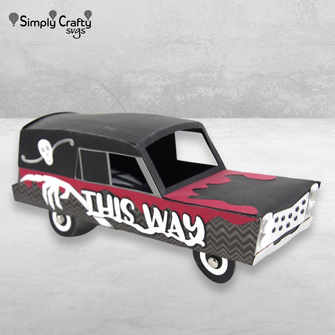 Haunted Hearse SVG. 3D Halloween SVG. 3D Paper Halloween Car. 3D Hearse ...
