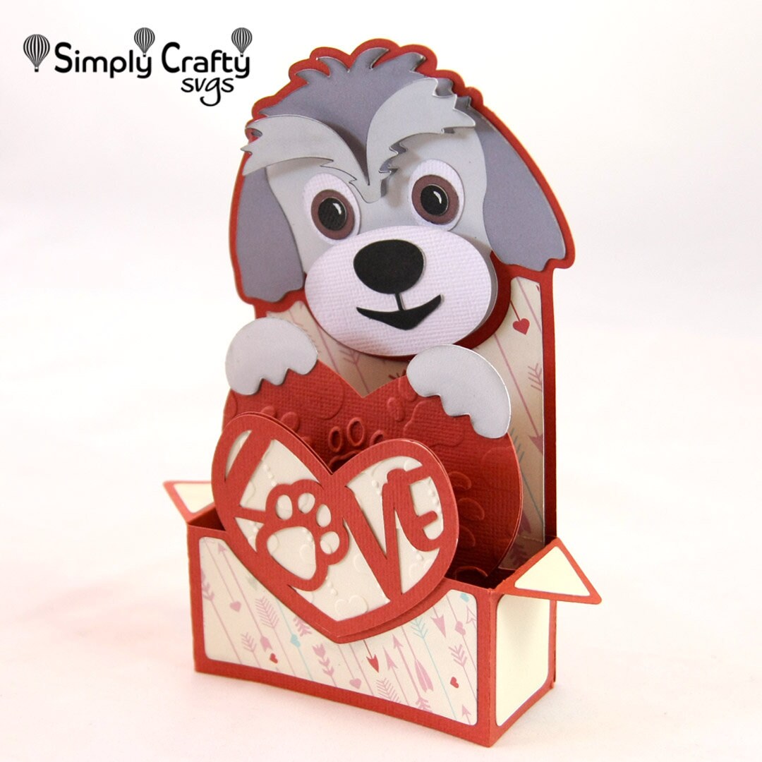 Dog Love Box Card SVG. Dog Box Card Cutting File. DIY Dog Card SVG for ...