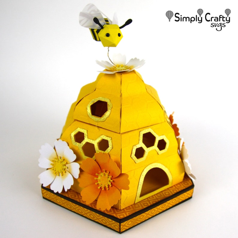 3D Bee Hive Box SVG. Bee Hive With Bee SVG Cutting File. Bee Hive ...