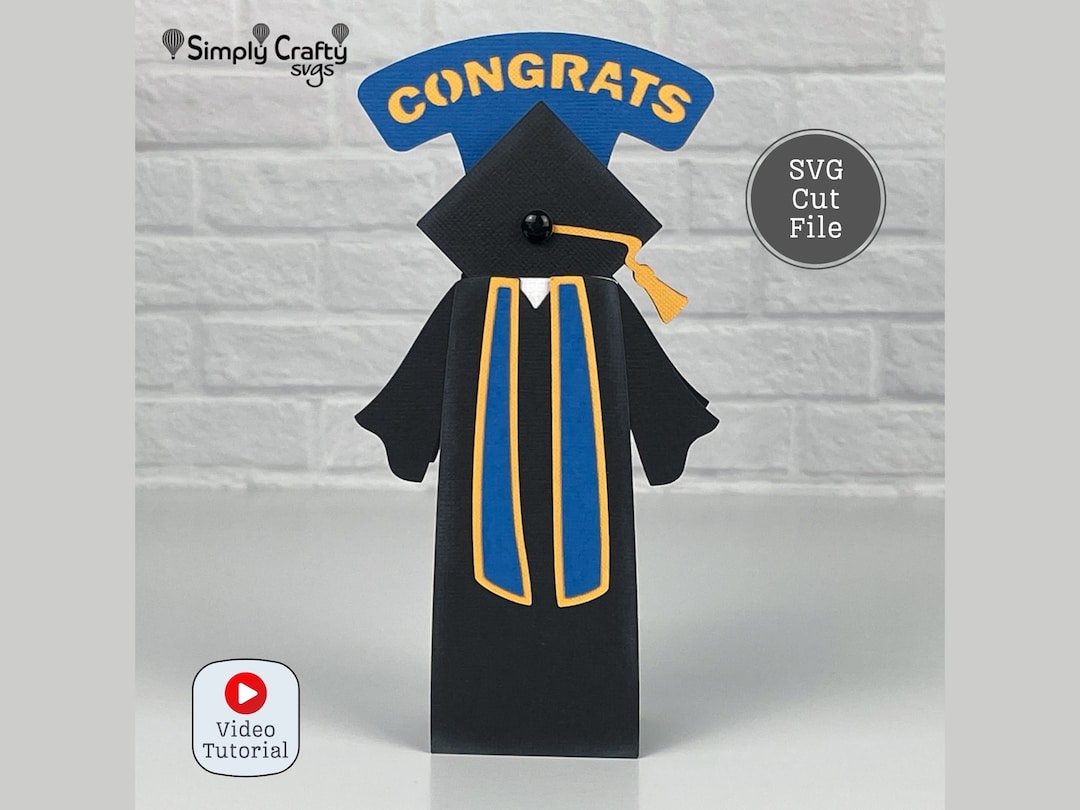 Graduation Cap and Gown Card SVG Cutting File. Graduation Time Box Card ...