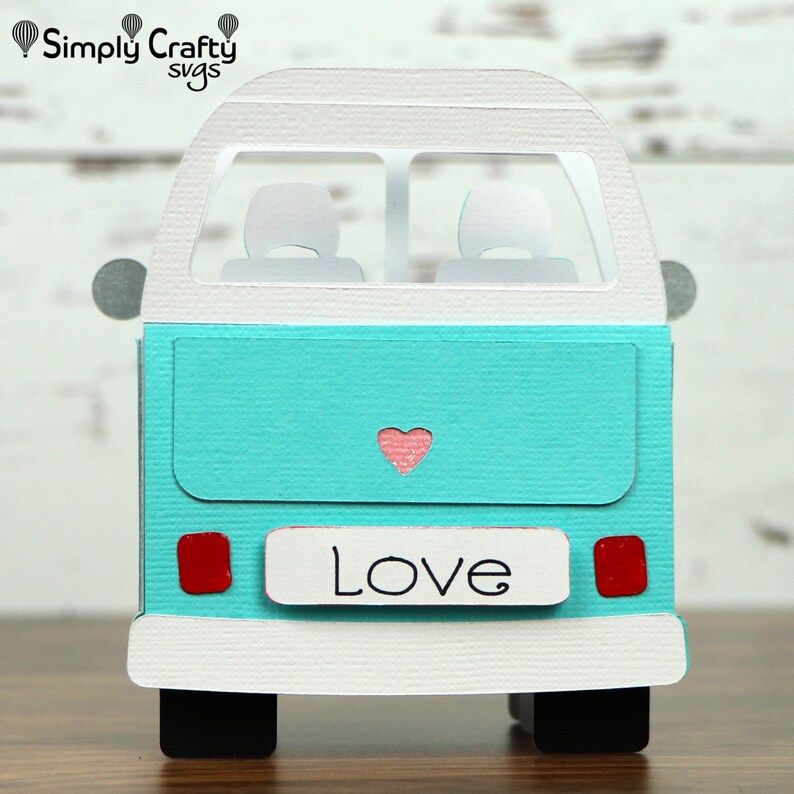 Love Van Card SVG. DIY Valentine's Day Van Card. Van With Heart Card ...