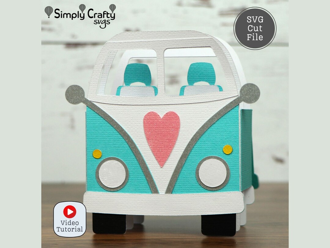 Love Van Card SVG. DIY Valentine's Day Van Card. Van With Heart Card ...