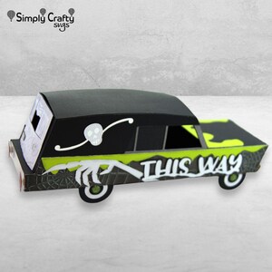 Haunted Hearse SVG. 3D Halloween SVG. 3D Paper Halloween Car. 3D Hearse Papercraft. DIY ...