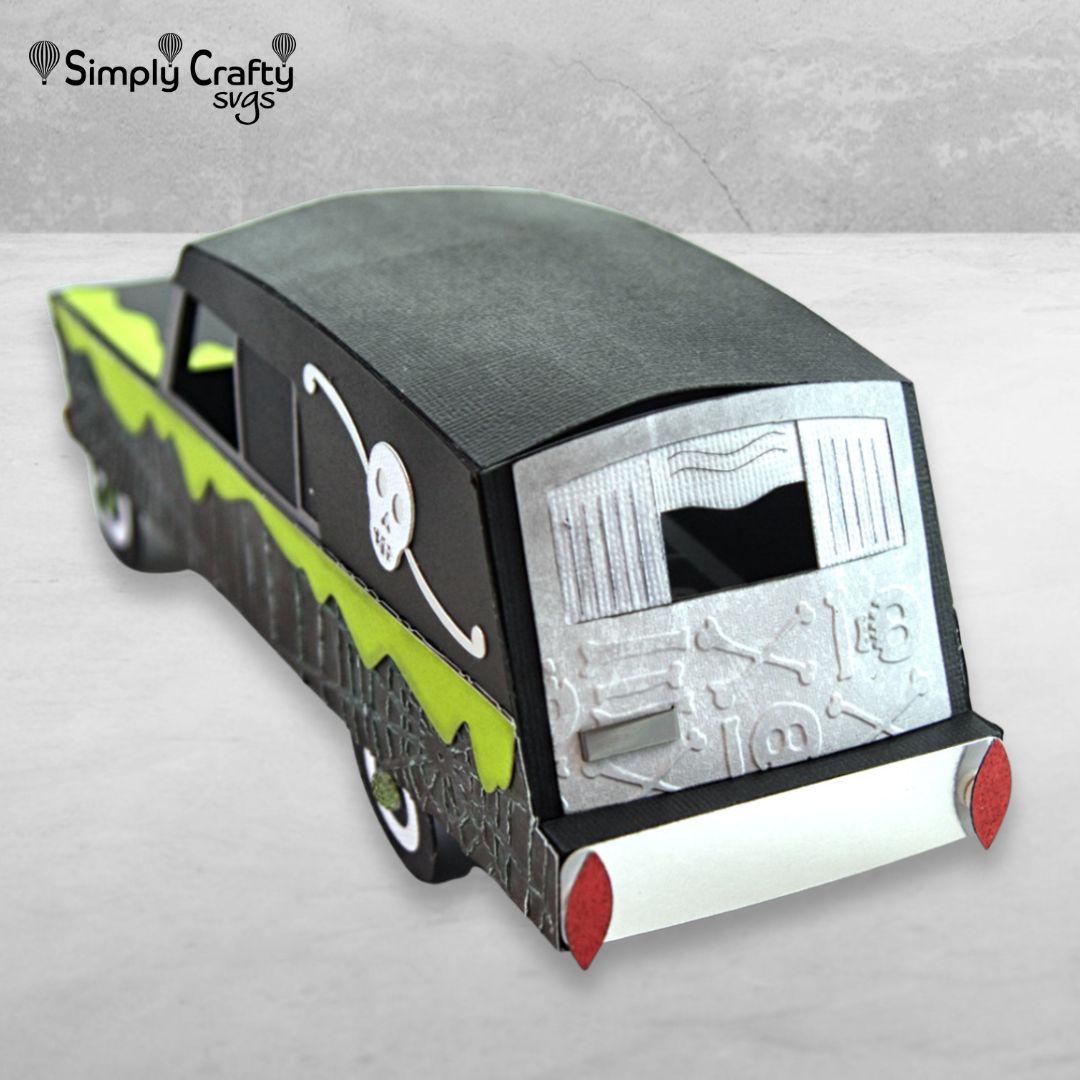 Haunted Hearse SVG. 3D Halloween SVG. 3D Paper Halloween Car. 3D Hearse ...