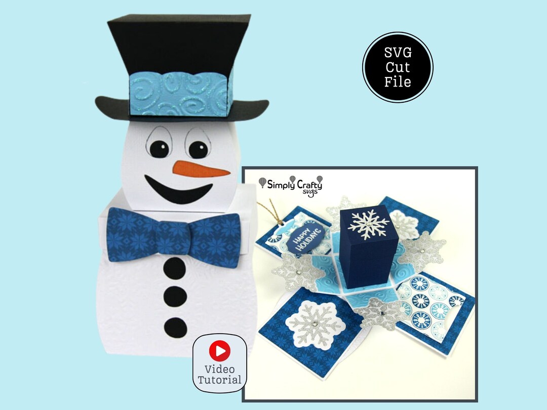 Snowman Explosion Box SVG. DIY Christmas Explosion Box With Gift Card ...