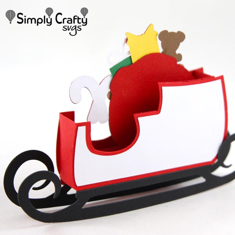 Santa's Sleigh Card SVG. Loaded Sleigh Box Card SVG Cutting File for ...
