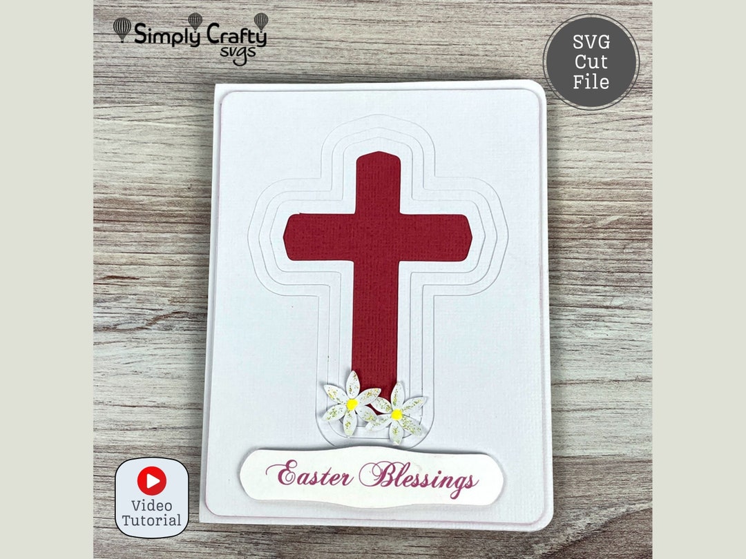 Layered Cross Card SVG. DIY Easter Cross Card With Flowers for Cricut ...