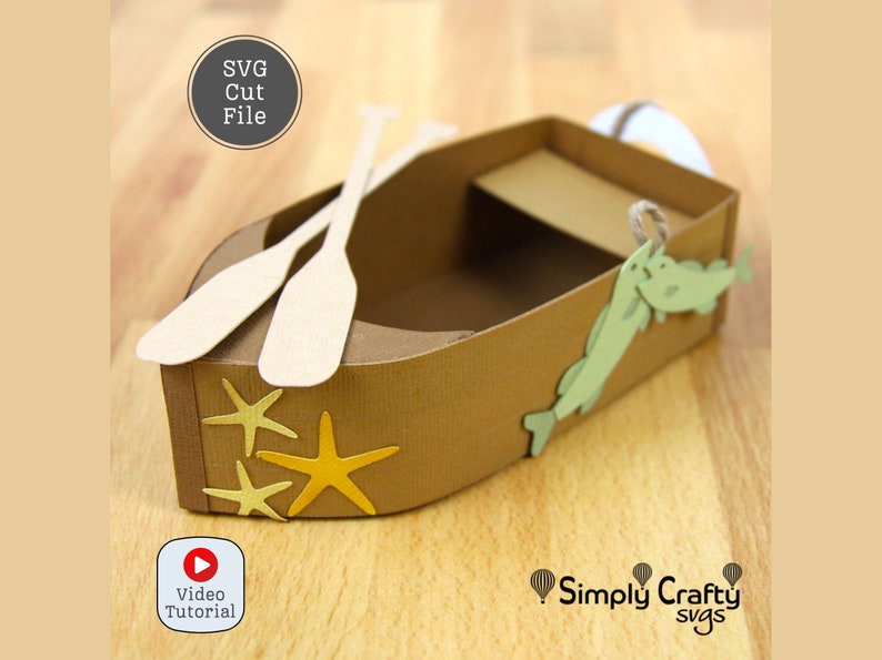 3D Fishing Boat Box SVG. Row Boat Gift Box Cutting File for Cricut or ...