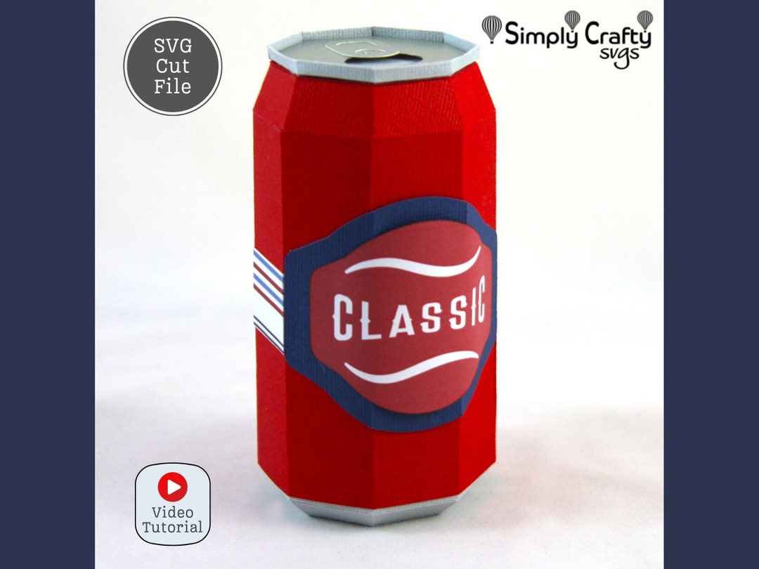 3D Soda Can SVG. Pop Can Box SVG 3D. Beer Can Cutting File Template ...